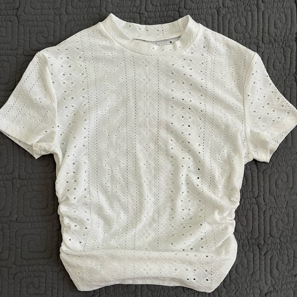 Tops | White Eyelet Short Sleeve Top | Poshmark